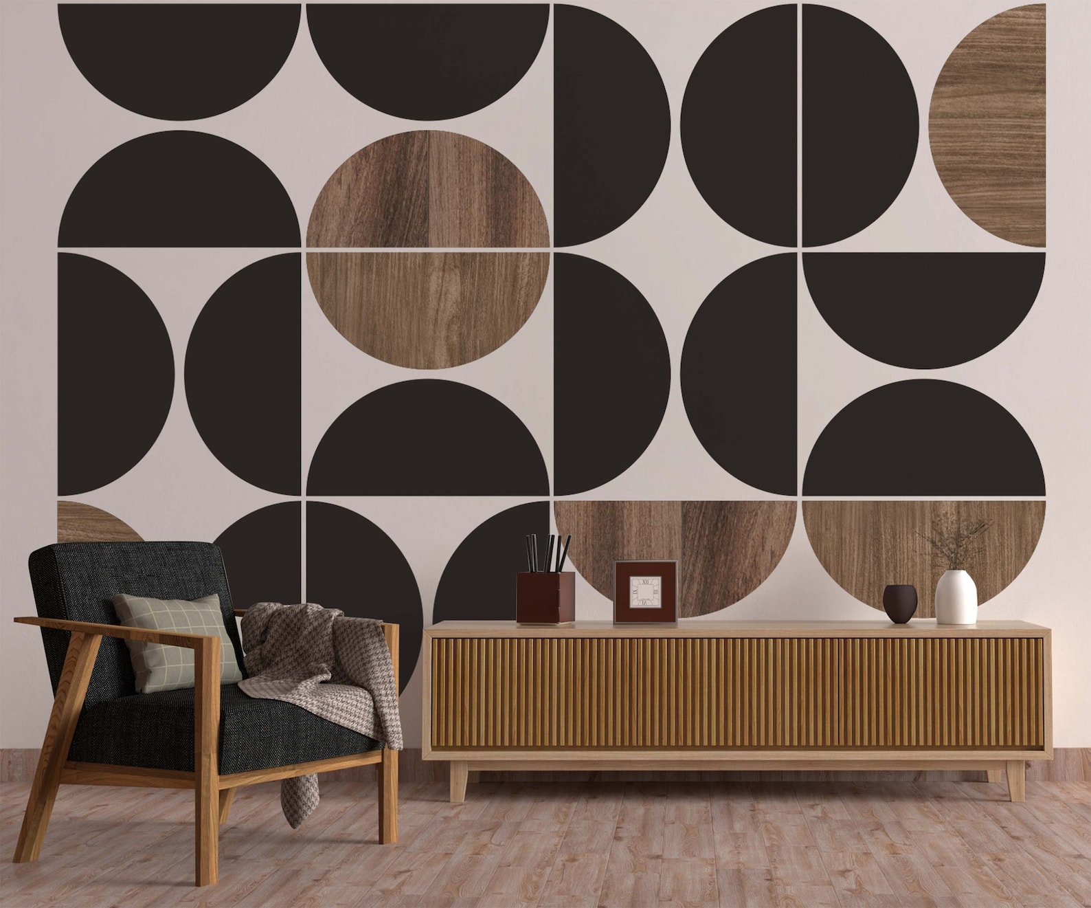 Half Circle Wall Decal Geometric Shape Wall Decal Round Wall Sticker ...