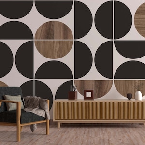 Circle Wall Decal Geometric Shape Wall Decal Round Wood Grain Pattern ...