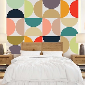 Colourful Circle Wall Decal Colorful Round Shape Wallpaper Half Circle ...