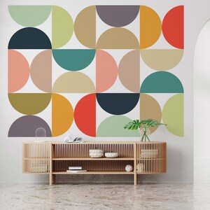Colourful Circle Wall Decal Colorful Round Shape Wallpaper Half Circle ...