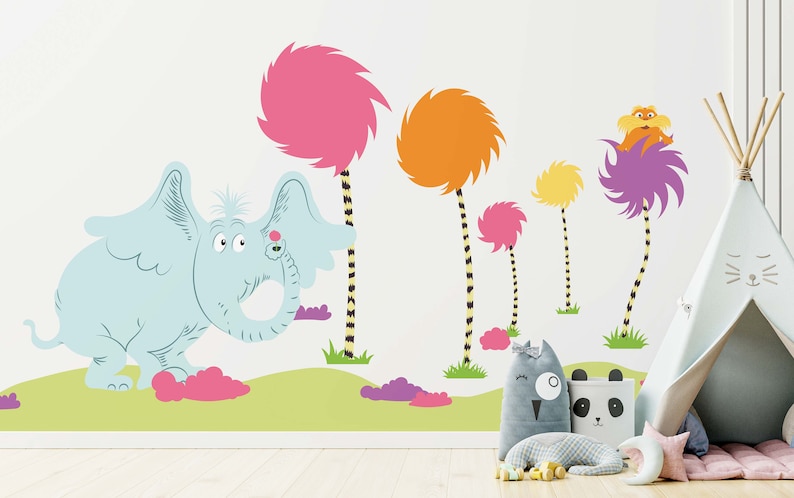 Dr Seuss Decal Truffula Tree Wall Art Horton the Elephant Wall Decal ...