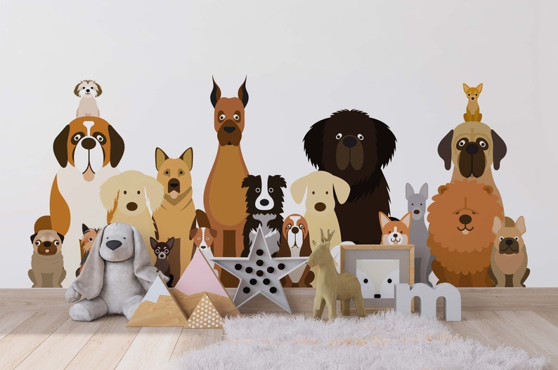 Removable Dog Wall Decal Dog Wall Art Puppies Wall Sticker Doggy ...