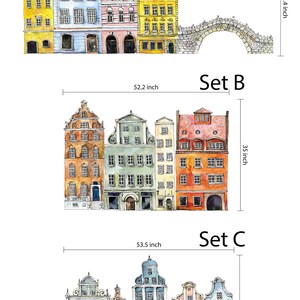 Watercolor Amsterdam Building Wall Decal European Building Wall Art Neo-gothic in Style Wall ...