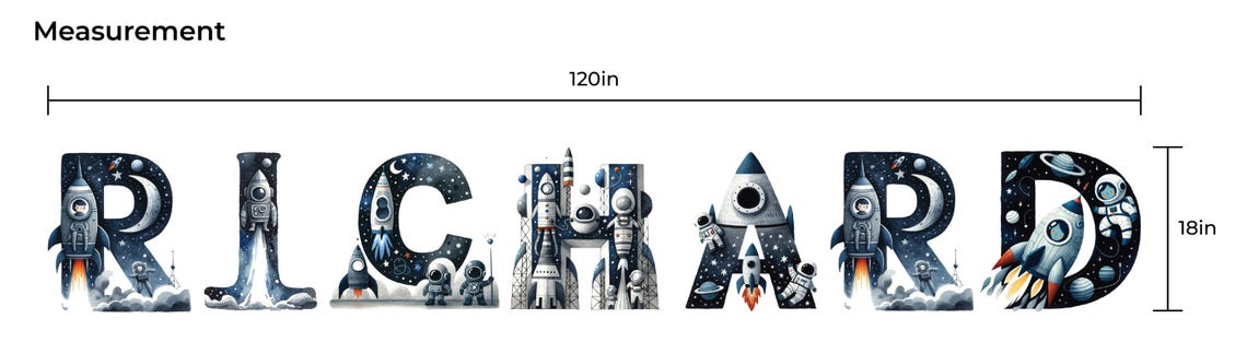 Custom Name Space Rocket Wall Decal: Nursery Room Decor - Etsy