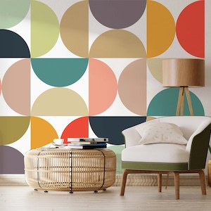 Colourful Circle Wall Decal Colorful Round Shape Wallpaper Half Circle ...