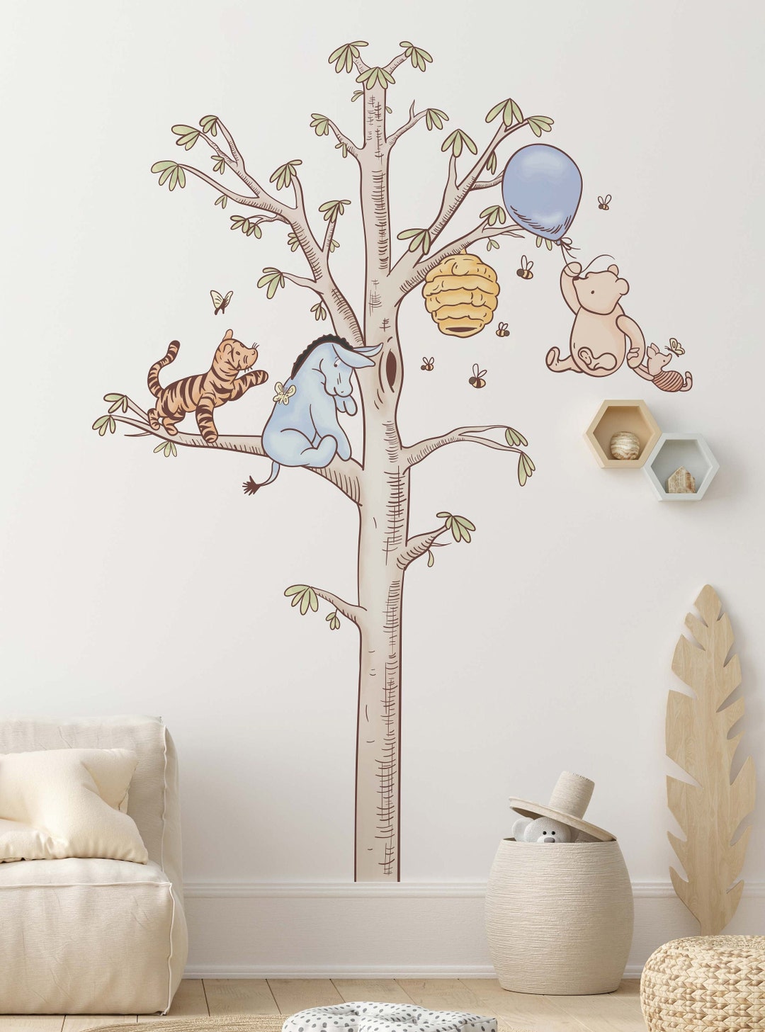 Pastel Color Classic Winnie the Pooh Wall Decal Tigger & Eeyore Tree ...