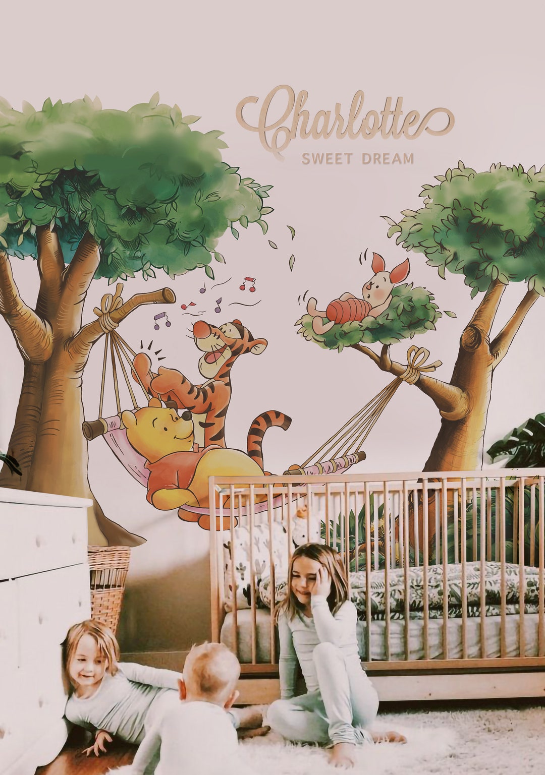 Removable Winnie the Pooh Hammock Swing Tied to Trees With Tiger and ...