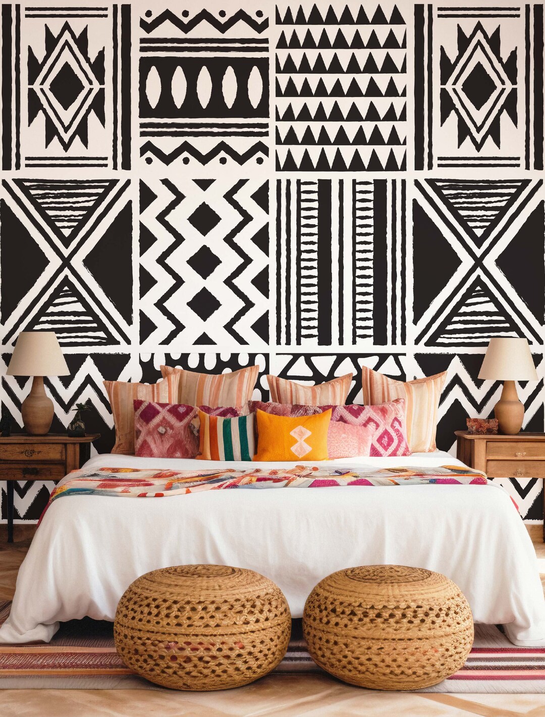 Tribal Pattern Wall Decal Aztec Western Styler Wall Sticker Boho Wall ...