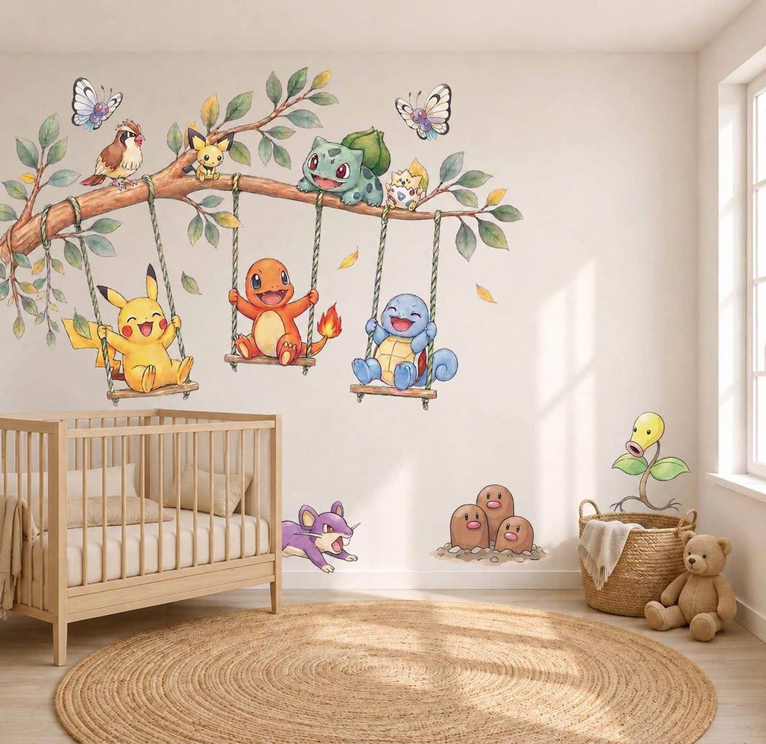 Cute Electric Monster Pokemon Wall Decal Fantasy Creature Wall Stickers ...
