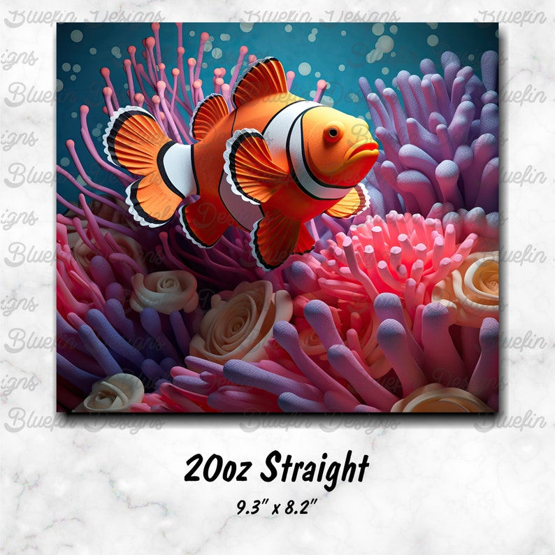 Pez payaso 3D y anémona de mar Vaso flaco de 20 oz vasos - Etsy México