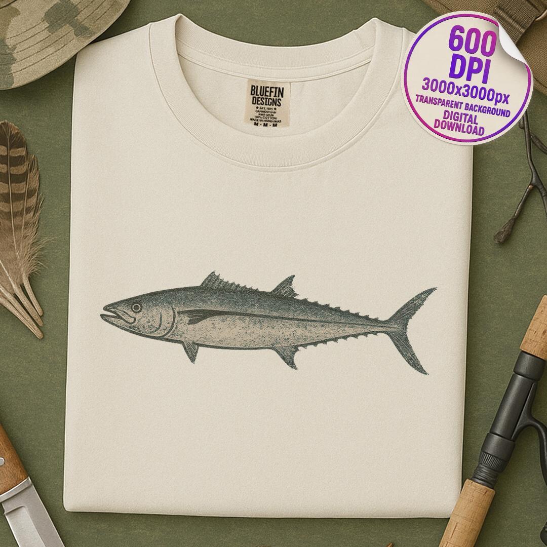 King Mackerel PNG, Vintage Distressed Kingfish Illustration, Offshore ...