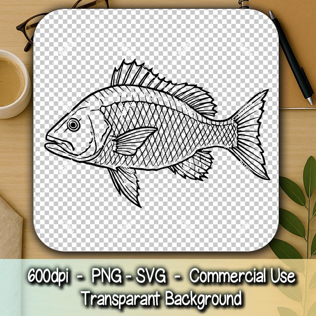 Realistic Snapper Fish SVG Outline – Crisp Vector Line Art, Cutaway ...