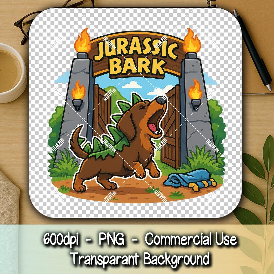 Jurassic Bark Dachshund Clipart – Dino Dog Roaring at Park Gate | Funny ...