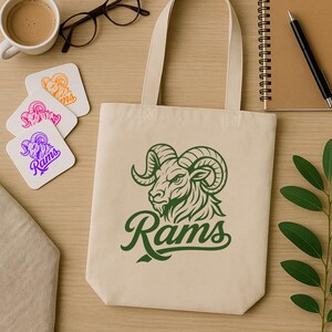 Ram Mascot SVG With “rams” Script – Fierce Ram Line Art Digital Cut ...