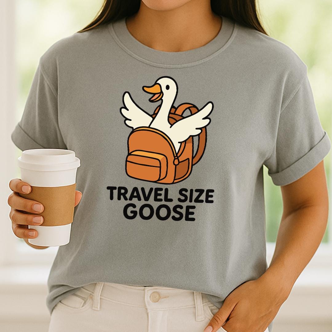 Travel Size Goose Clipart – Cute Cartoon Goose Peeking From Backpack ...