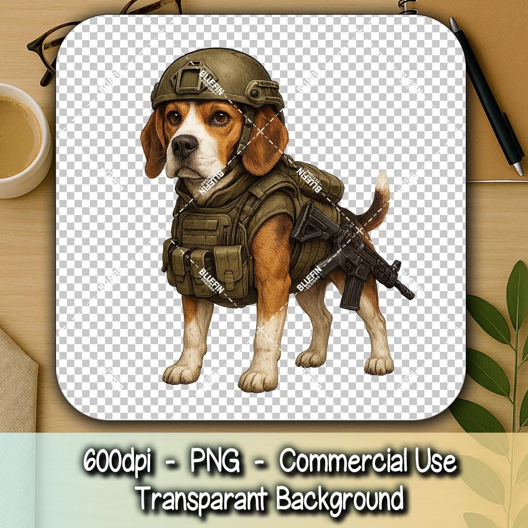 Beagle Special Forces Clipart – Tactical Dog With Rifle or Pistol ...