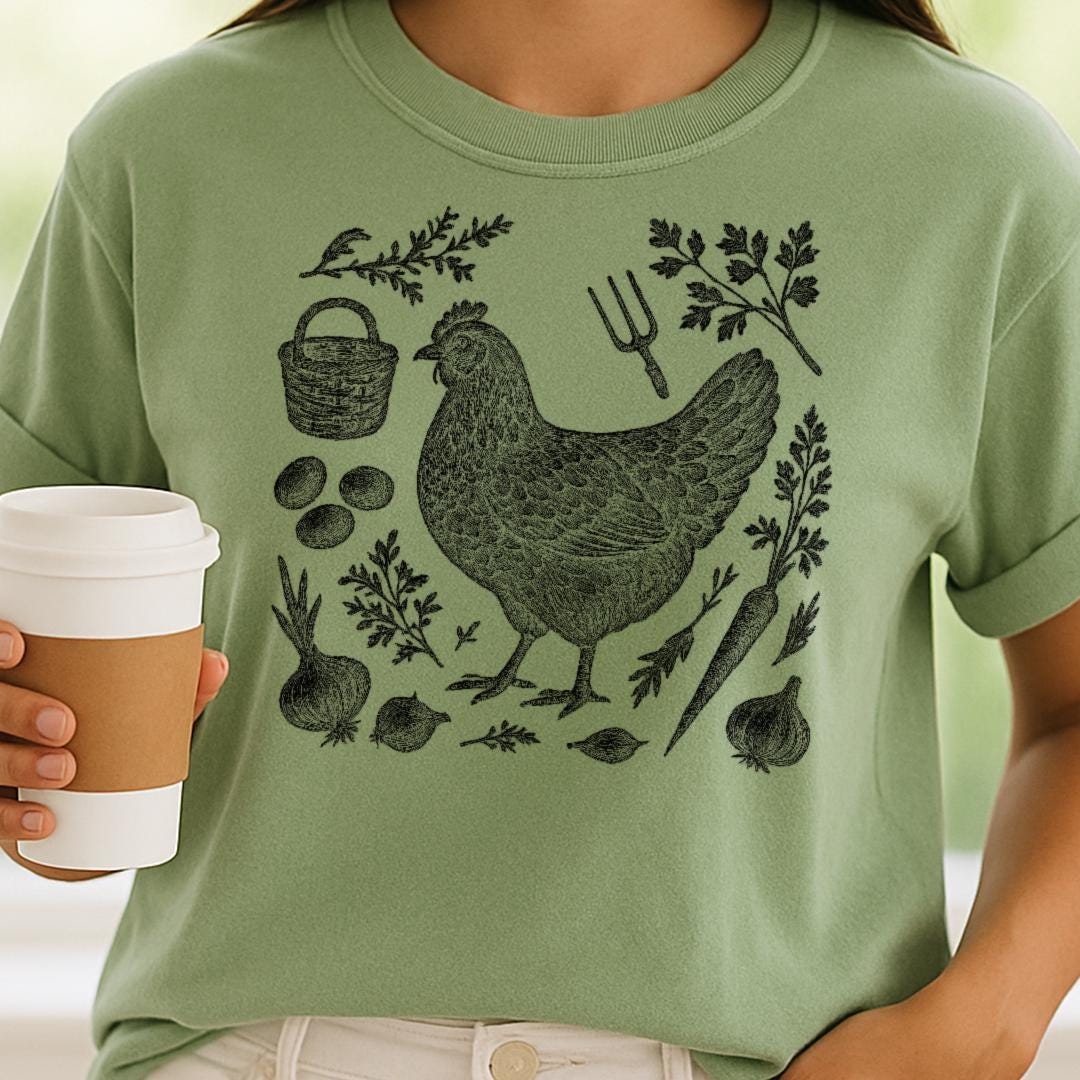 Rustic Chalkboard Chicken PNG, White Line Farmhouse Illustration ...