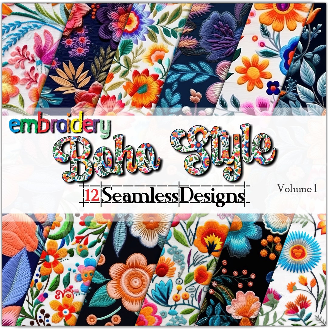 Embroidery Boho Style Vol. 1 SEAMLESS - Digital Paper - Backgrounds ...