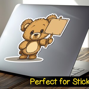 Teddy Bear Holding Sign V2 (vector Logo SVG Cut File - Ai - EPS ...