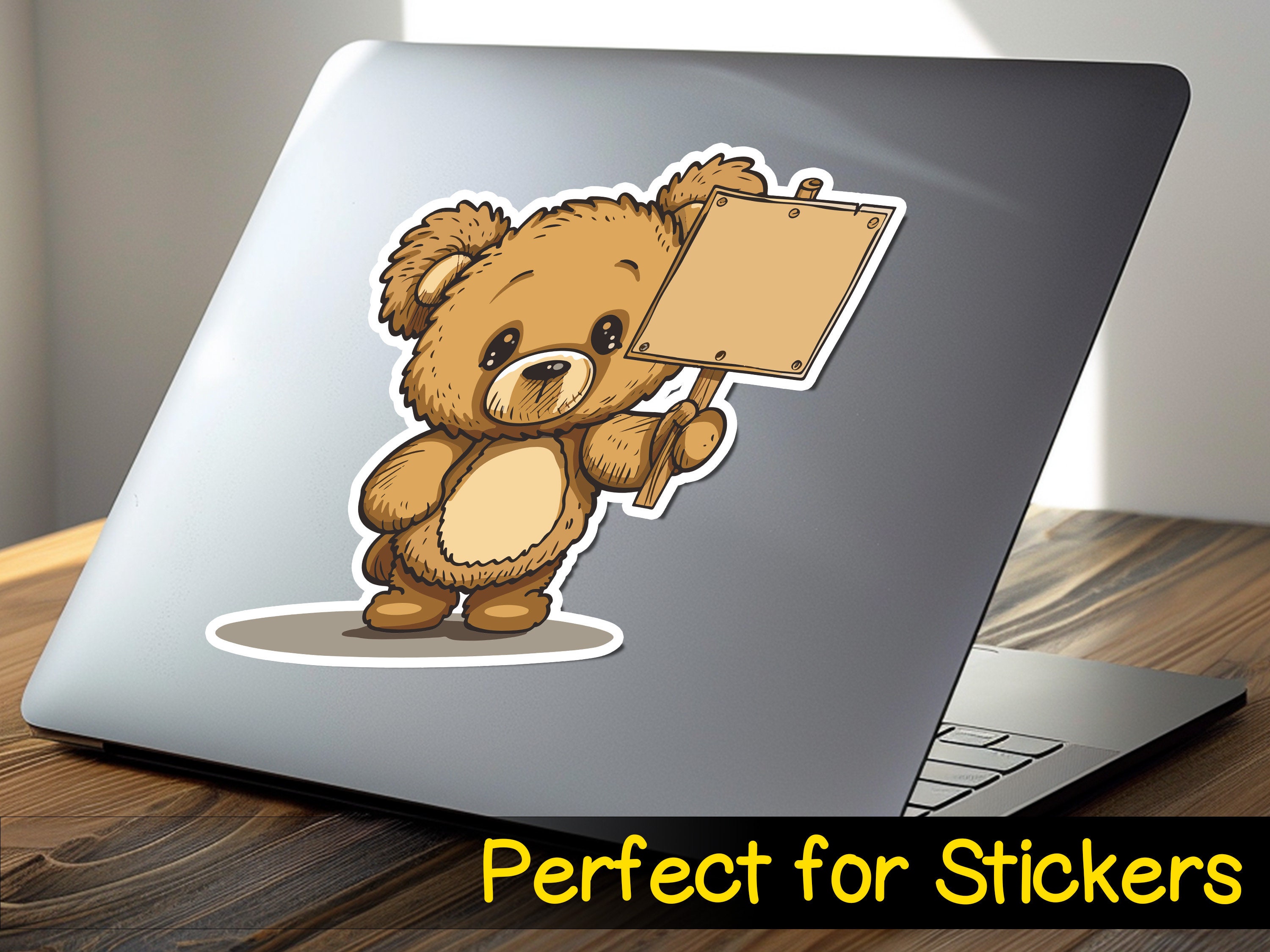 Teddy Bear Holding Sign V2 vector Logo SVG Cut File Ai EPS Cricut Decal ...