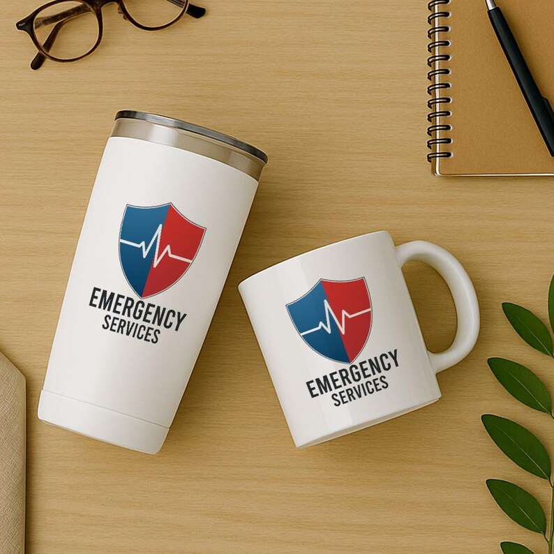 Emergency Services Logo, Heartbeat Shield Badge, EMT Paramedic Clipart ...