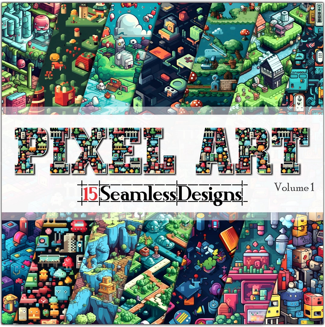 Pixel Art Vol. 1 Seamless-digital Paper-background-sublimation- 15 ...