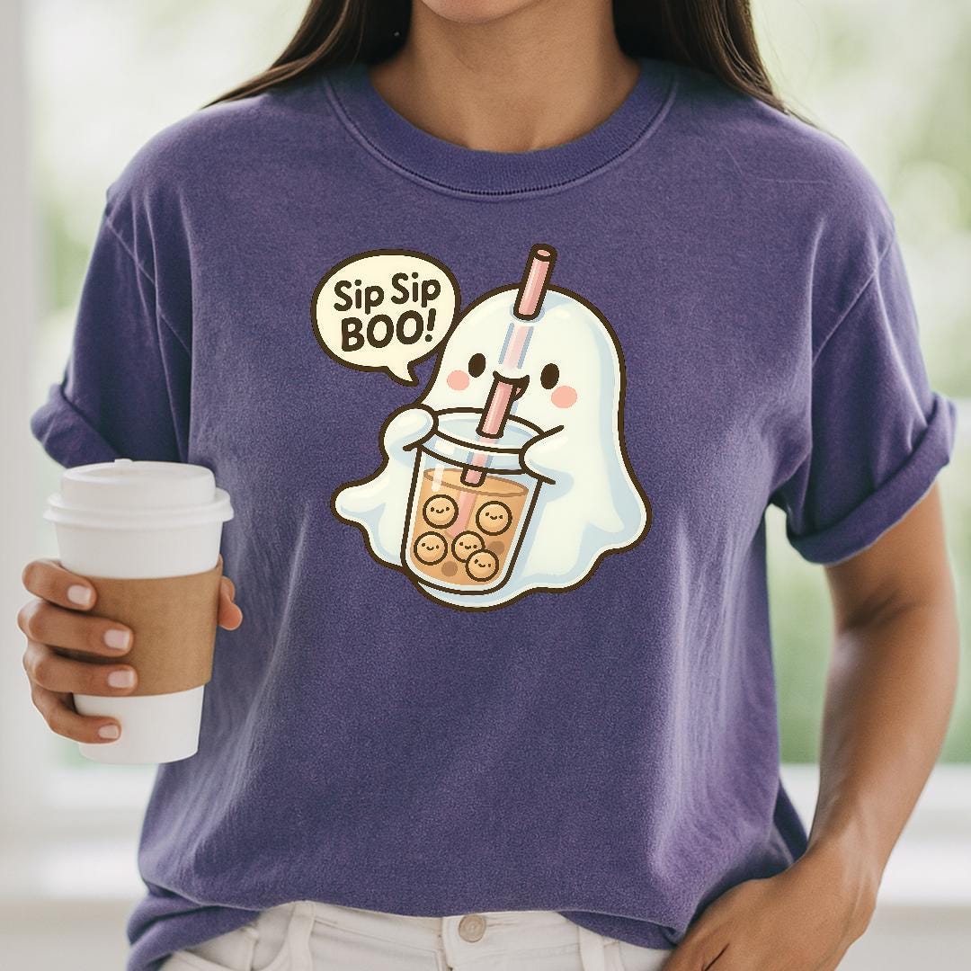 Boba Tea Ghost Clipart PNG – Cute Chubby Ghost With Boba Pearls “sip ...