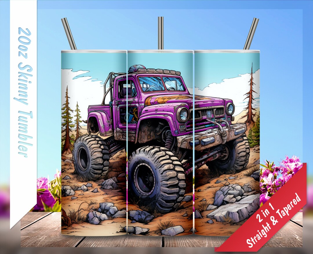 4X4 Desert Rock Crawler Truck Alcohol Ink Drawing! 20oz Skinny Tumbler ...