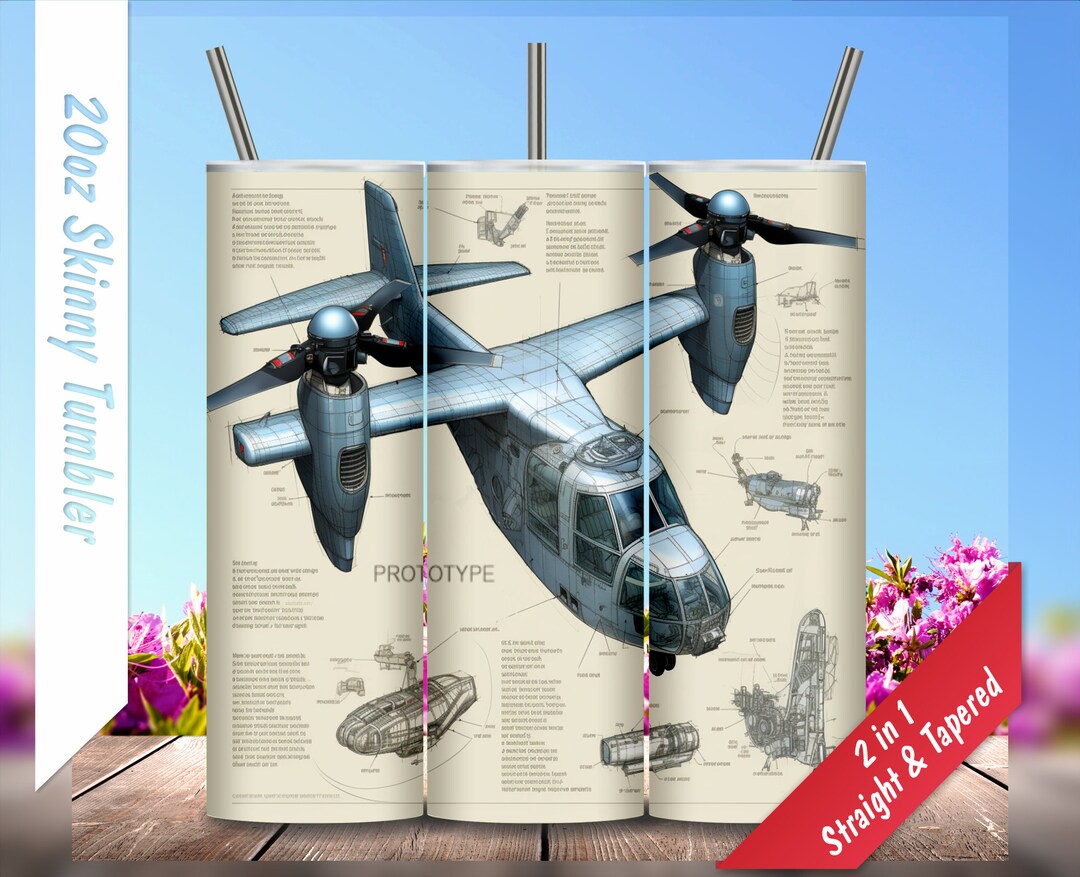 Osprey VTOL Aircraft Diagram Art! 20oz Skinny Tumbler, Personalized ...