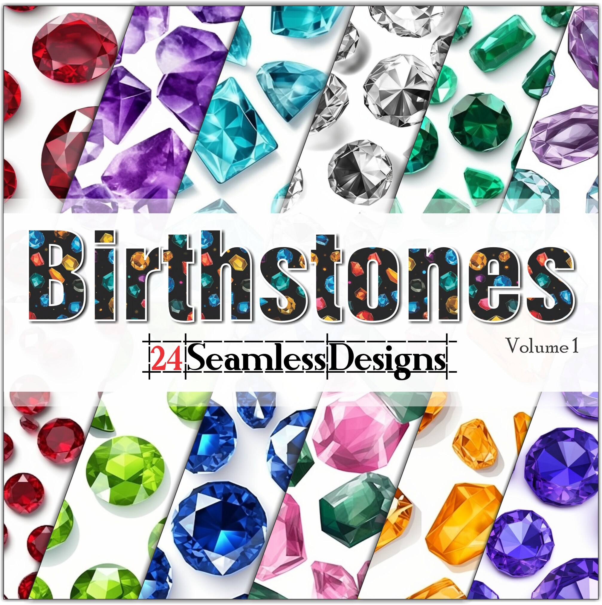 Birthstones Vol. 1 SEAMLESS Digital Paper Backgrounds Sublimation 24 ...