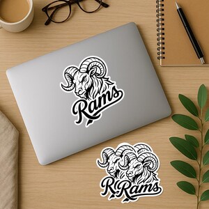Ram Mascot SVG With “rams” Script – Fierce Ram Line Art Digital Cut ...