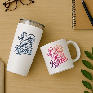 Ram Mascot SVG With “rams” Script – Fierce Ram Line Art Digital Cut ...