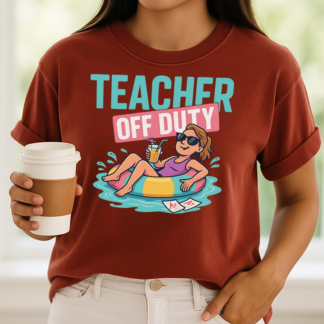 Teacher off Duty Summer Clipart PNG – Cartoon Teacher Pool Float ...