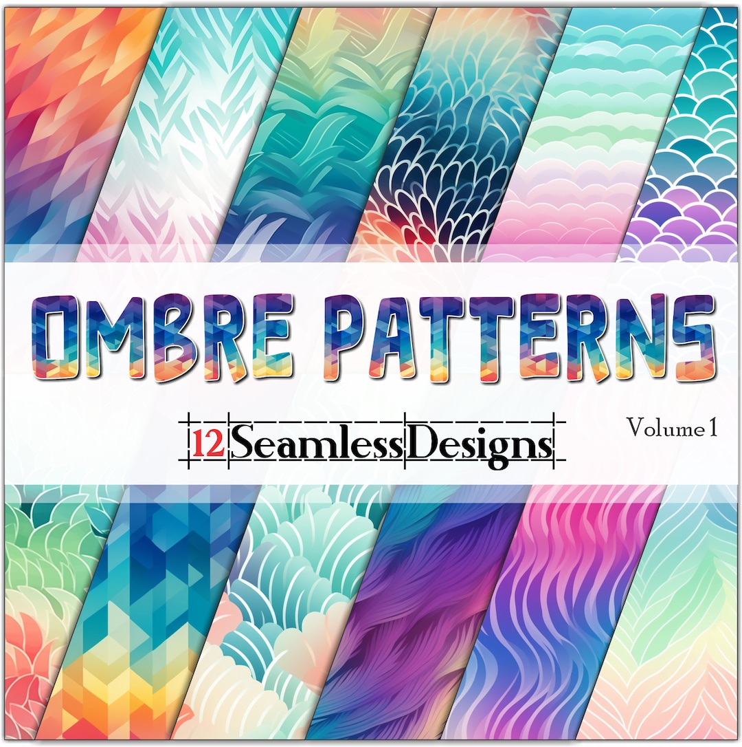 Ombre Patterns Vol. 1 Seamless-digital Paper-background-sublimation- 12 ...