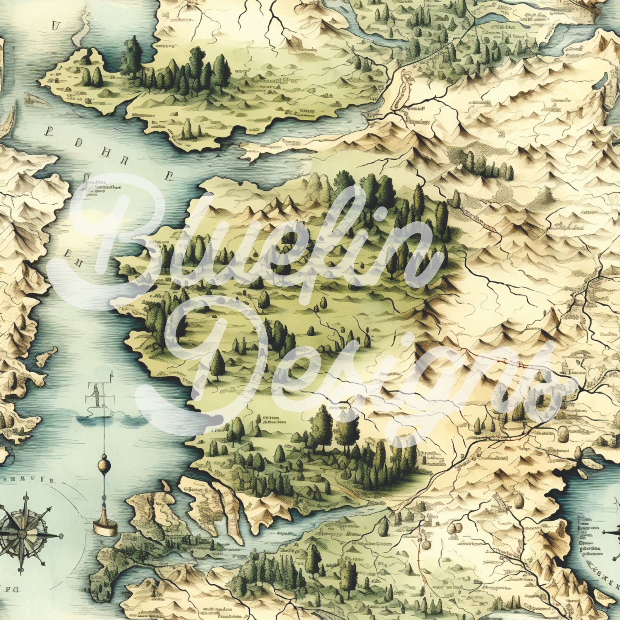 Fantasy Maps Vol. 1 SEAMLESS Digital Paper Backgrounds Sublimation 12 ...