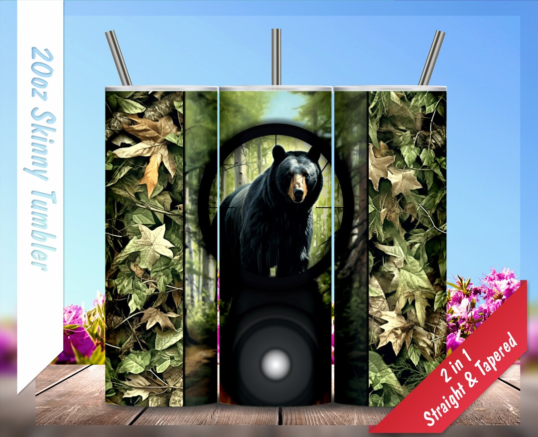 Bear Hunting in Scope! 20oz Skinny Tumbler, Personalized Tumblers ...