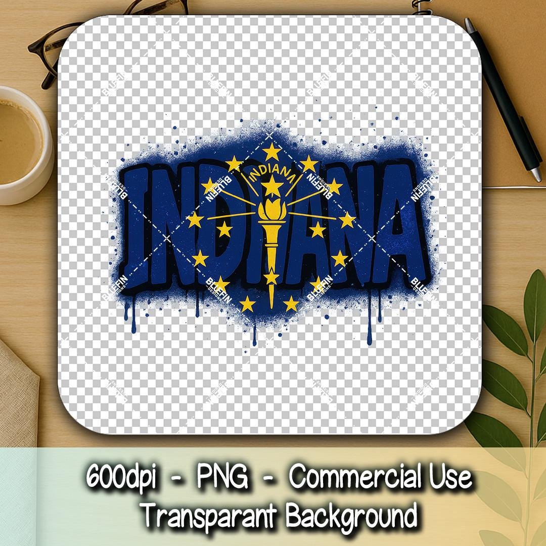 INDIANA State Flag Graffiti Typography Clipart | Realistic Spray Paint ...