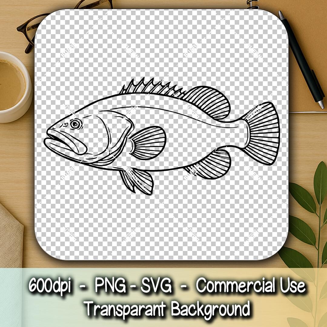 Realistic Goliath Grouper Silhouette SVG – Crisp Clean Vector Outline ...