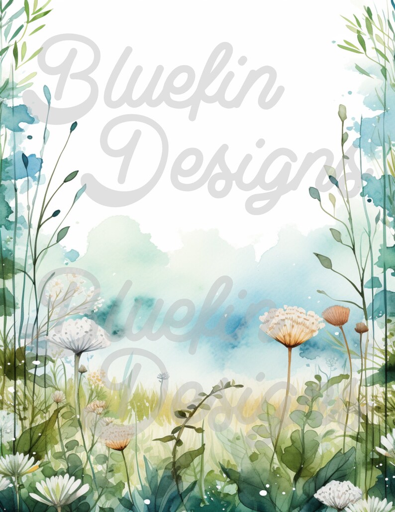 Watercolor Floral Boarders Vol. 2 Letter Size Digital Paper-backgrounds ...