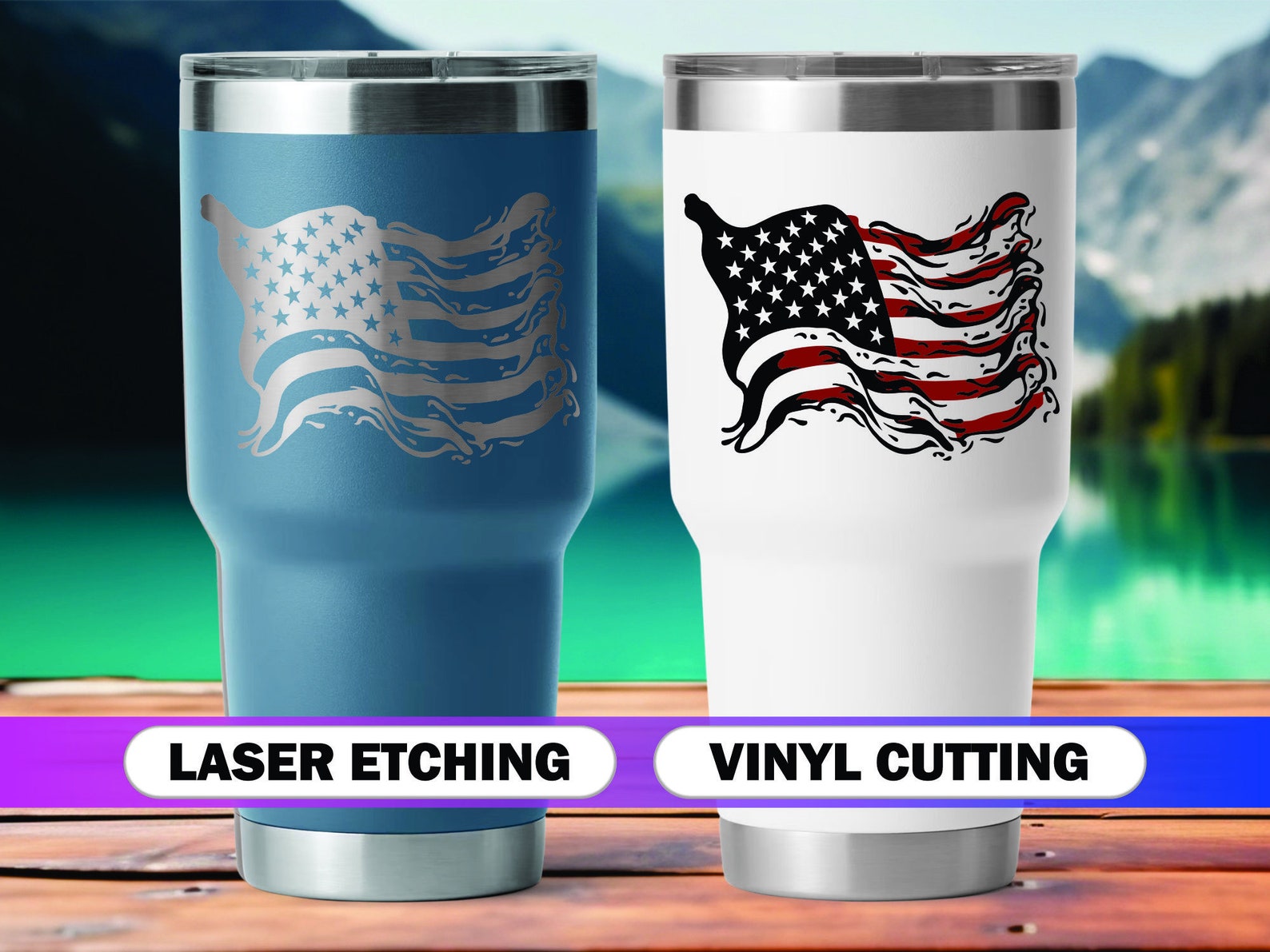 American Flag Waving (silhouette SVG Cut File - EPS - DXF - Cricut ...