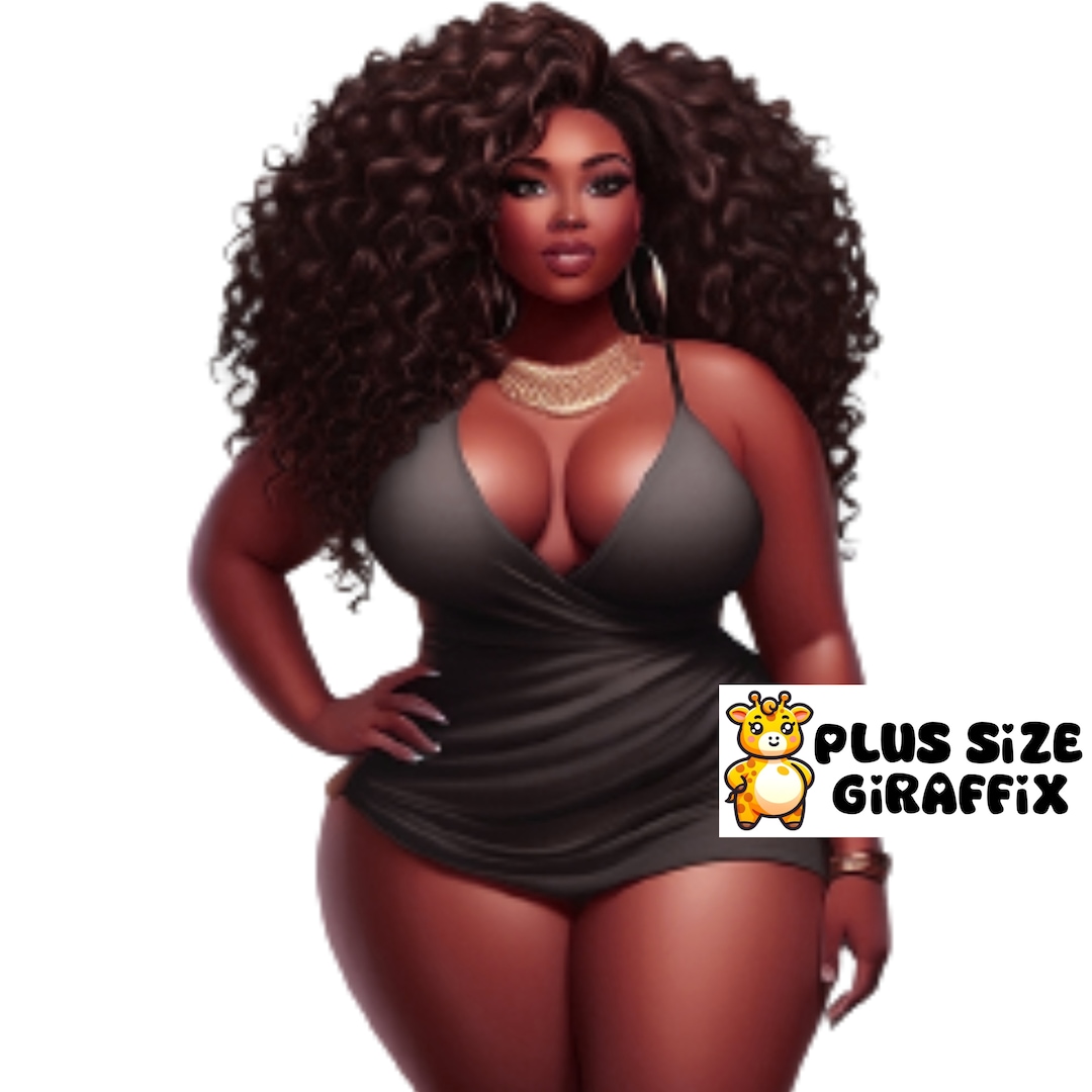 Sexy Chubby Girl Poster Black Clipart Printable Wall Art Instant Download Png Female Curvy Body