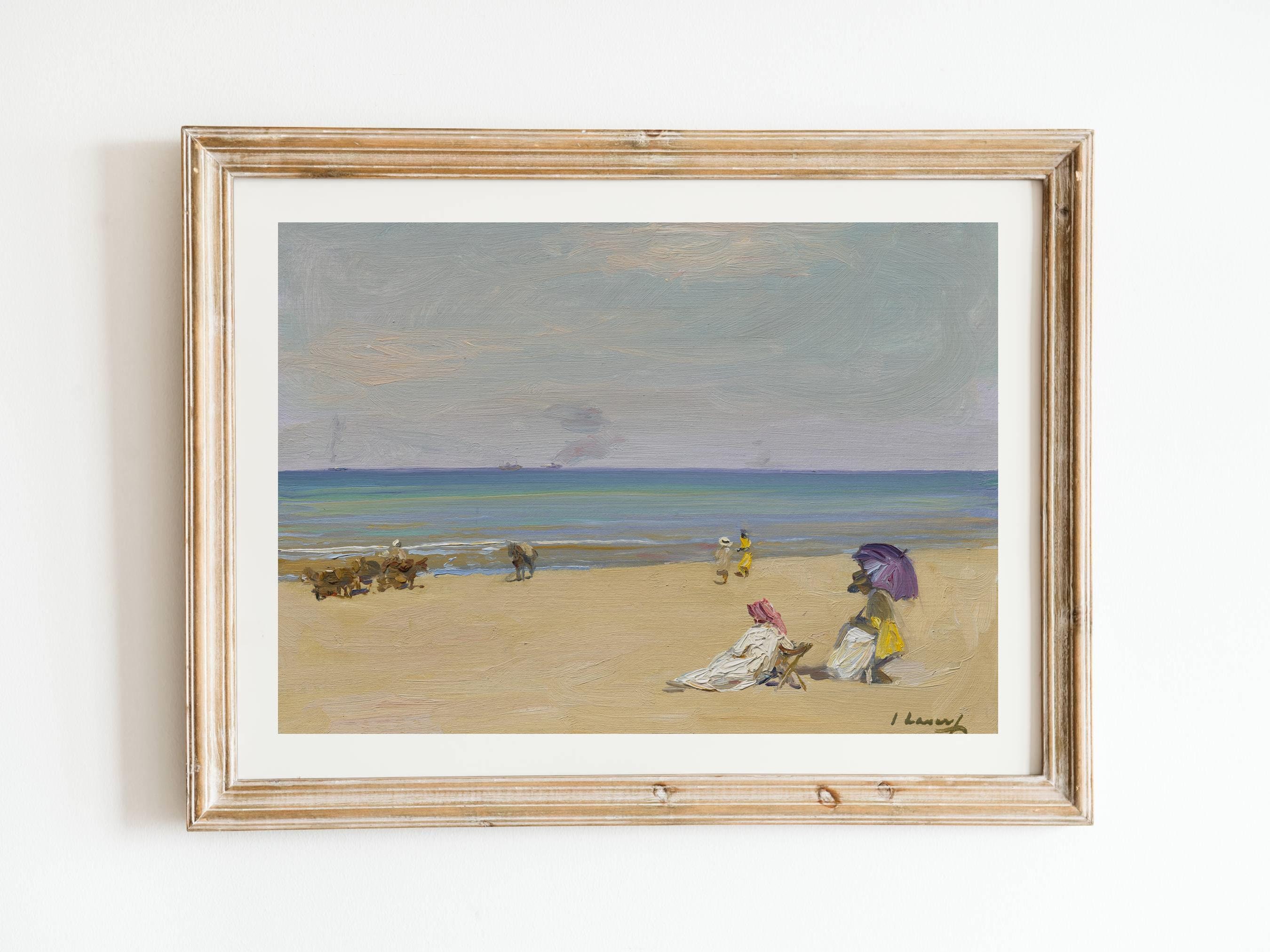 Vintage Beach Scene Print Antique Seaside Oil Painting - Etsy