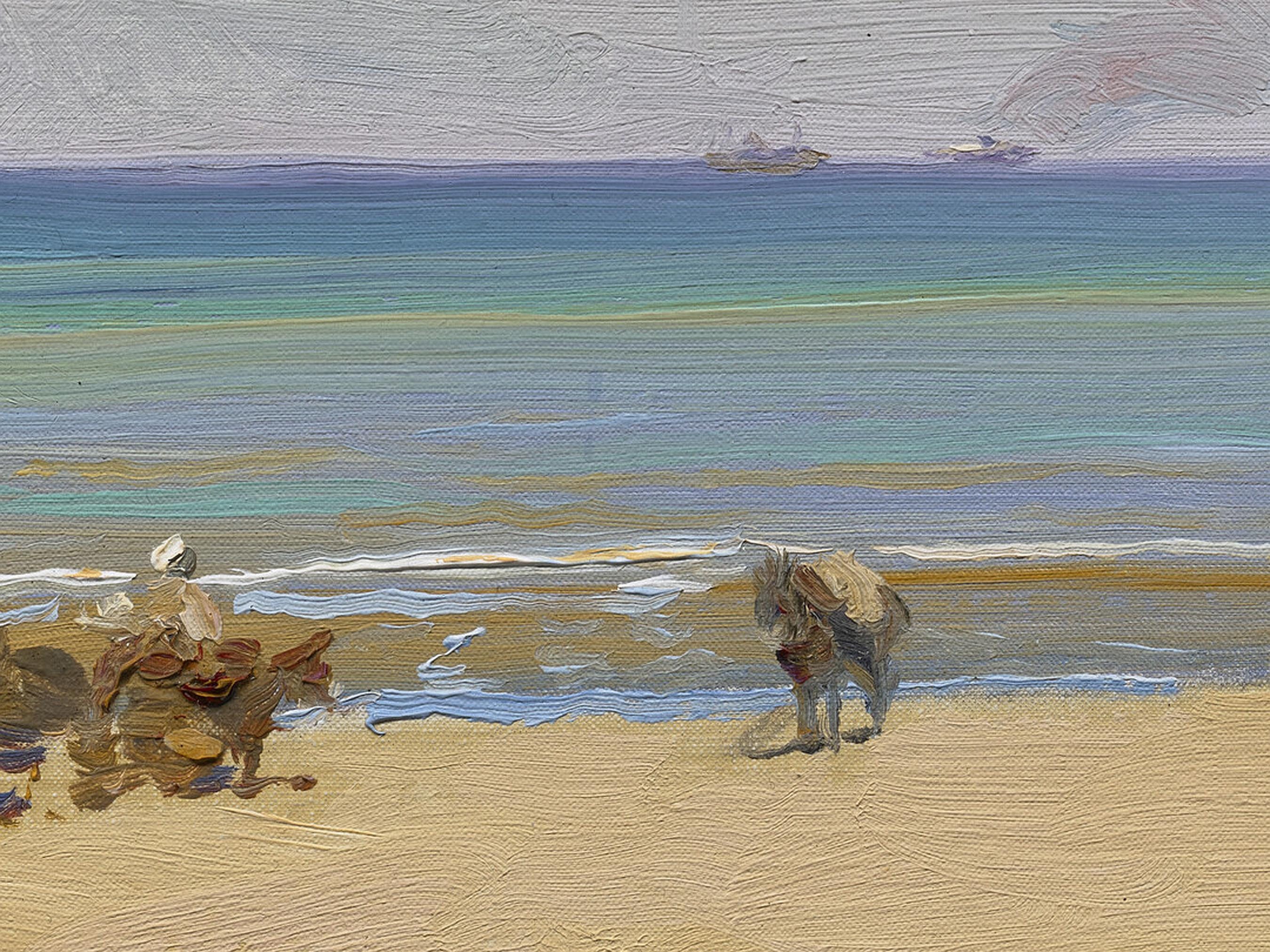 Vintage Beach Scene Print Antique Seaside Oil Painting - Etsy