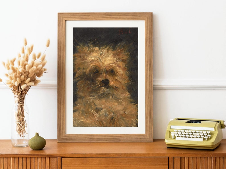 Vintage Dog Oil Painting - Antique Animal Print, Pet Dog Portrait Gift ...