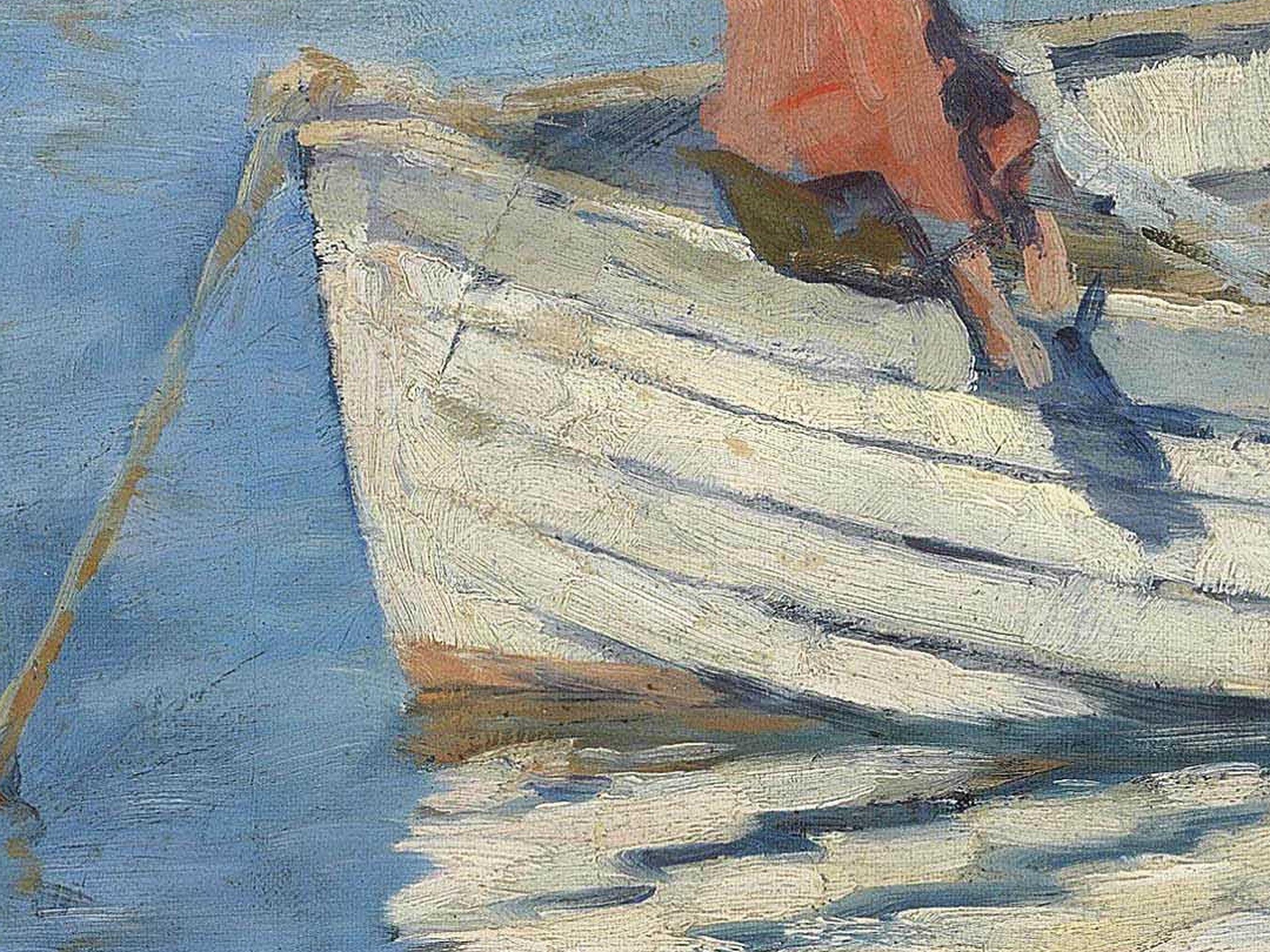 Vintage Seascape Painting - Antique Print of Boat on the Bay, 19th ...