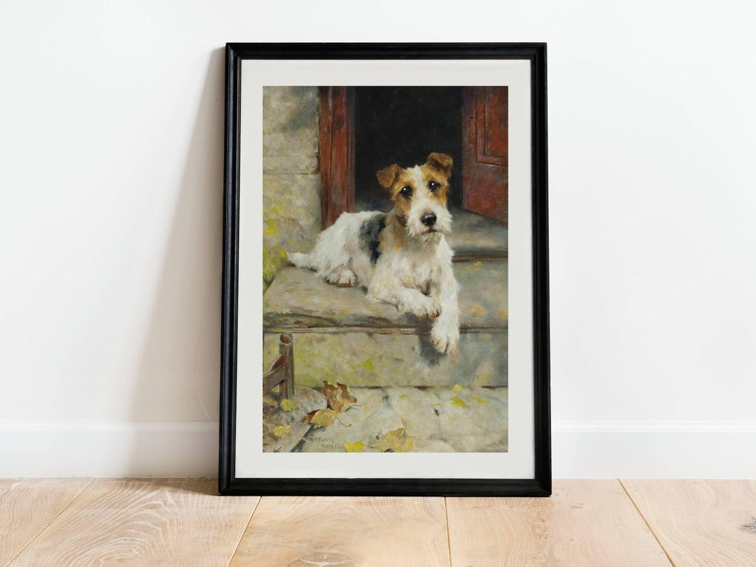 Antique Dog Oil Painting - Vintage Animal Print, Pet Dog Portrait Gift ...