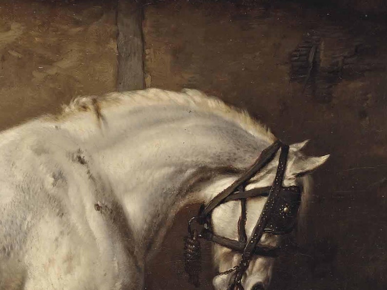 Vintage Horse Painting Antique Print of Grey Horse in Barn - Etsy Vintage Horse Painting Antique Print of Grey Horse in Barn - Etsy