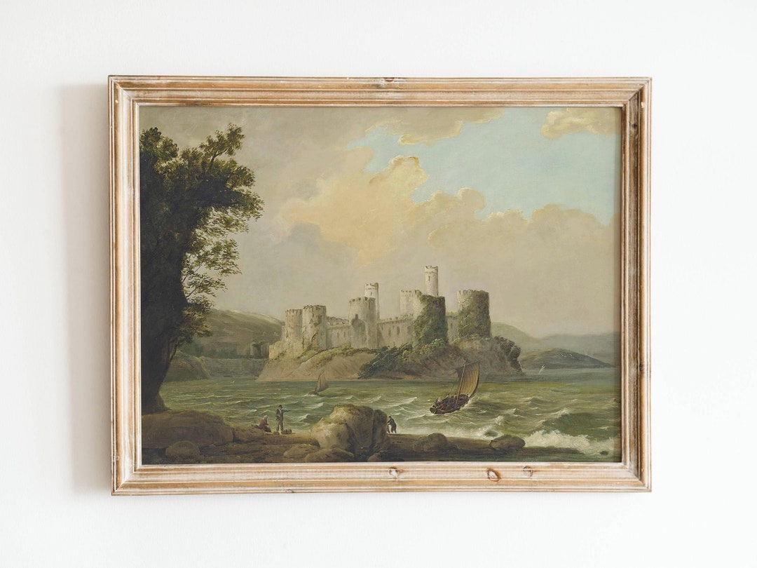 Vintage Medieval Fortress Painting Antique Print of Conwy - Etsy