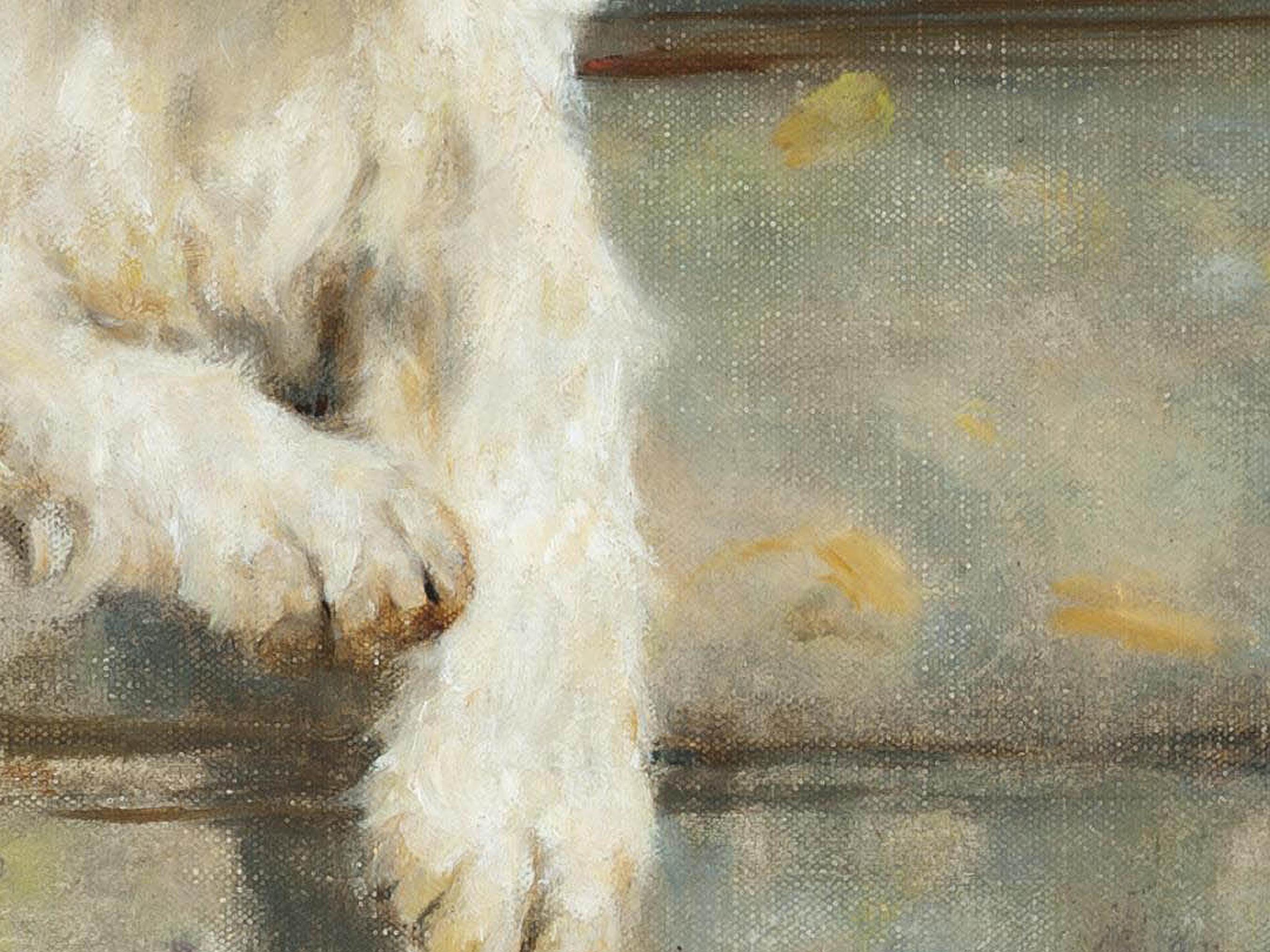Antique Dog Oil Painting - Vintage Animal Print, Pet Dog Portrait Gift ...