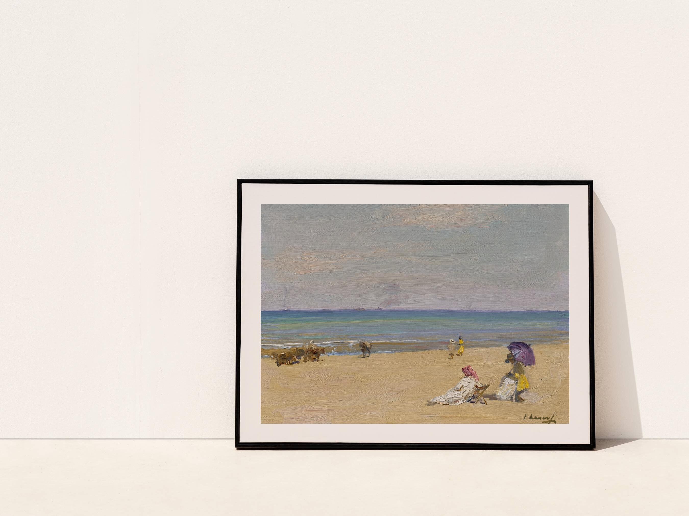 Vintage Beach Scene Print Antique Seaside Oil Painting - Etsy